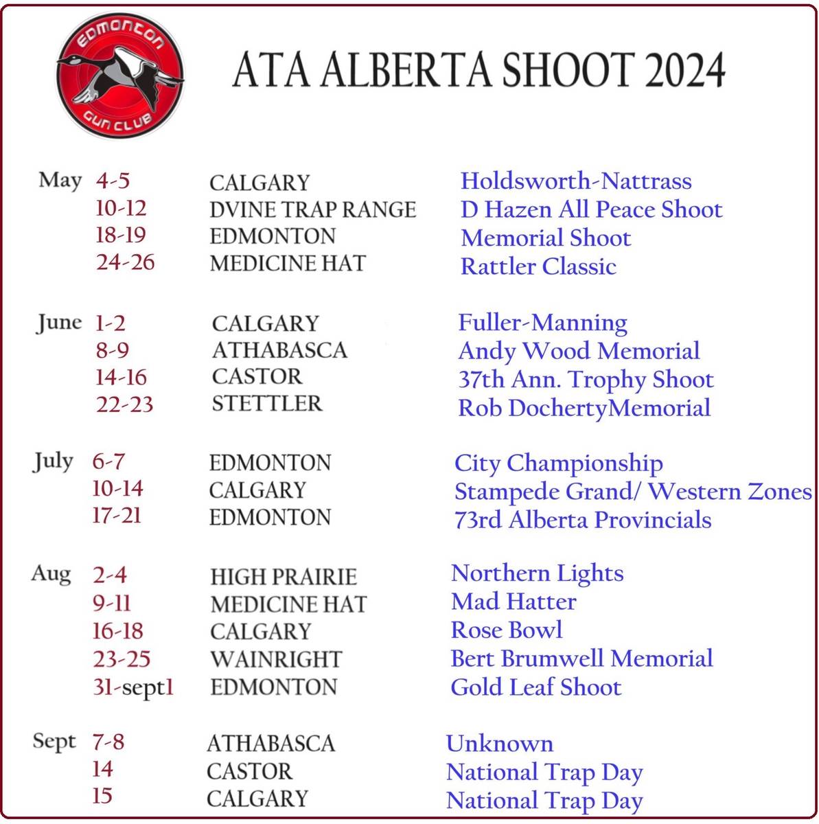 Events at Edmonton Gun Club